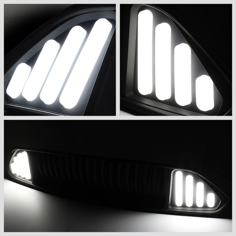Black Vertical Style Bar Style LED DRL Front Upper Grille 18-20 Mustang ...