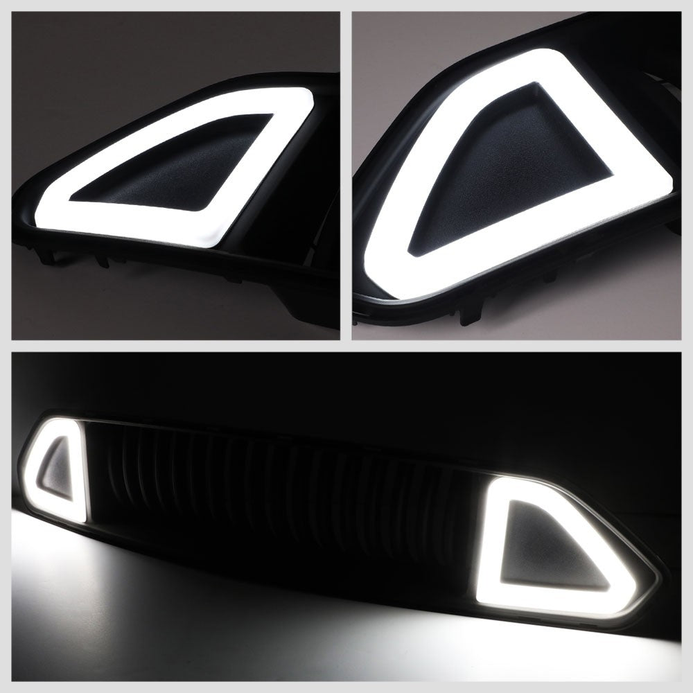 Black Vertical Style Ring Style LED DRL Front Upper Grille 18-20 ...