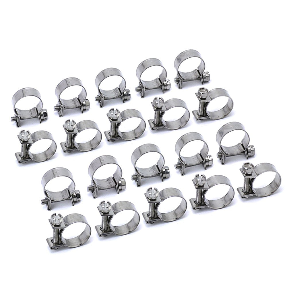 HPS FIC-11 304 Stainless Steel Fuel Injection Hose Clamp 20PCs ...