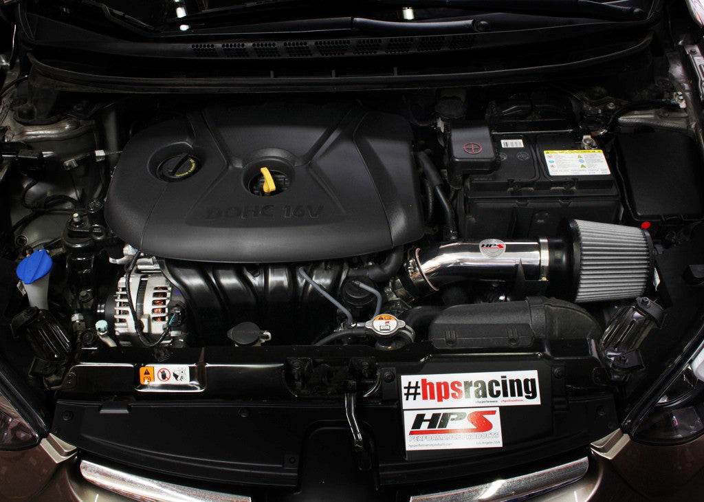 HPS 827-538P Polish Shortram Air Intake Kit 11-16 Hyundai Elantra 1.8L ...