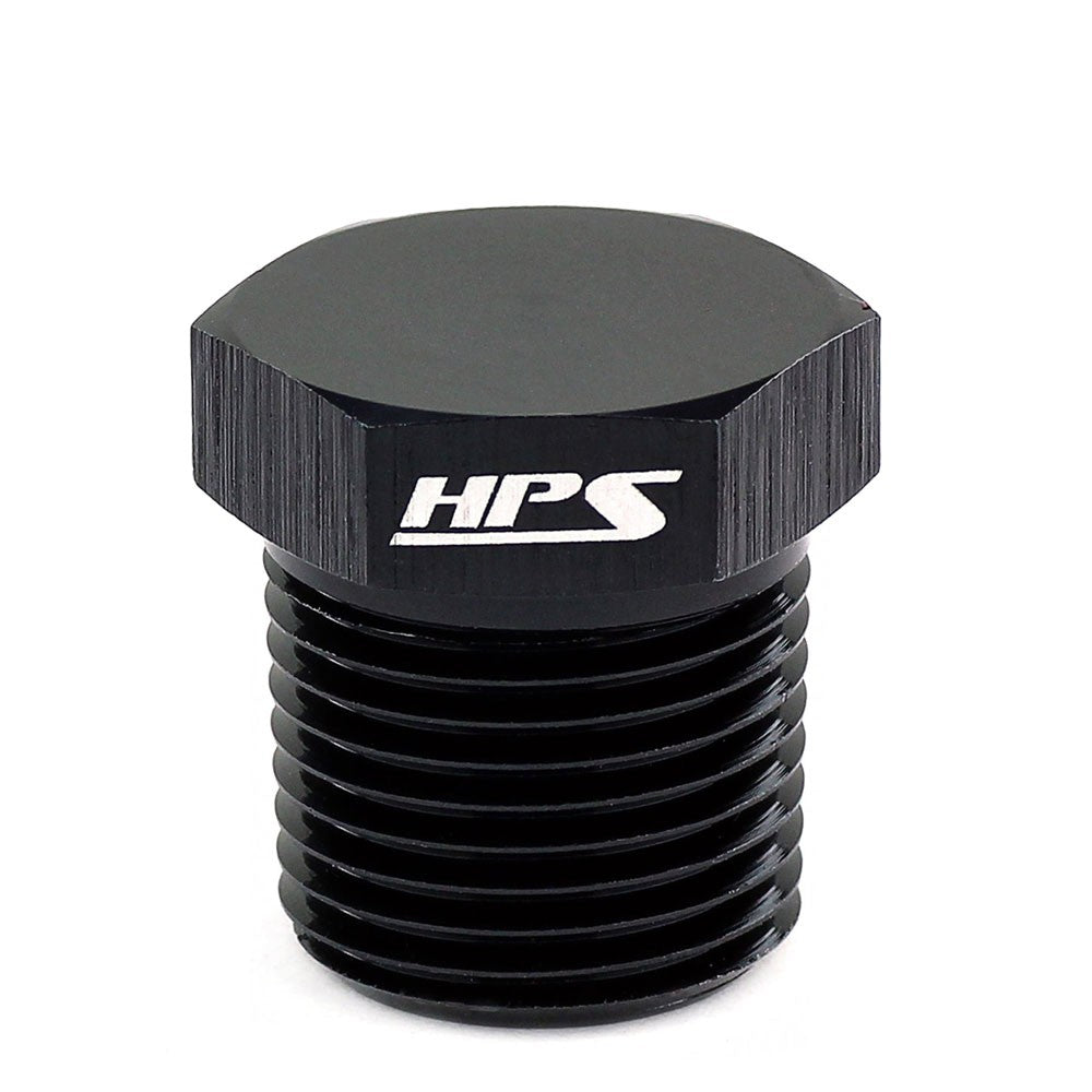 HPS AN93310 NPT Hex Plug Fitting 1/2" NPT Black Aluminum - BuildFastCar