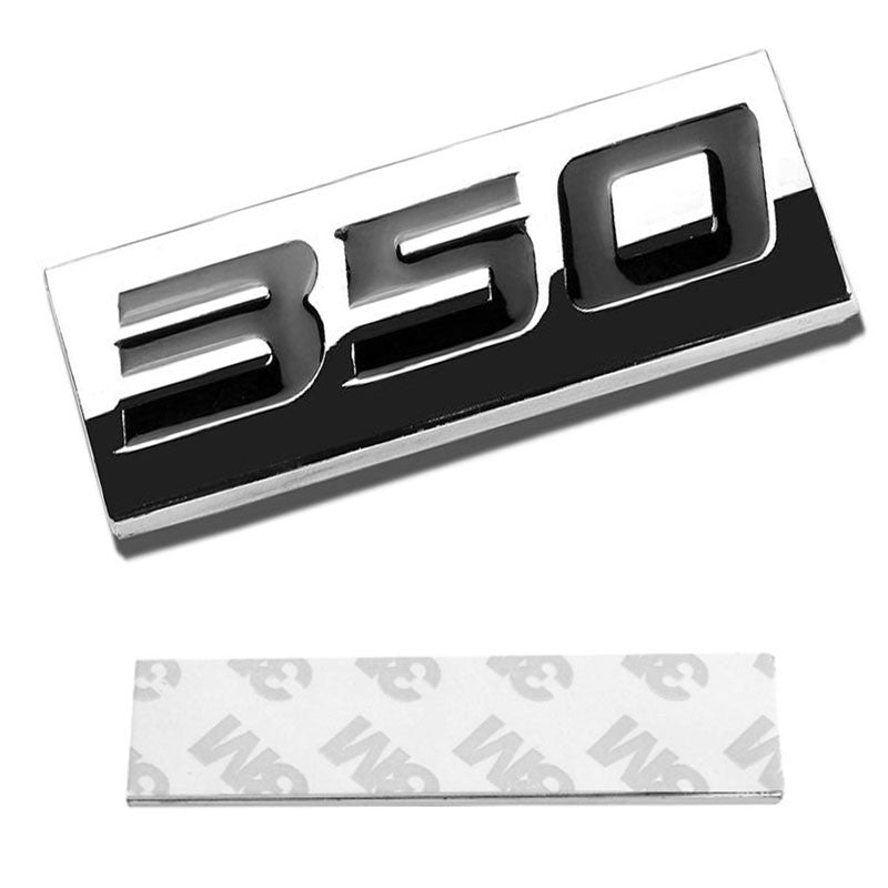 Black/Chrome 350 Number Sign Rear Trunk Polished Badge Decal Plate ...