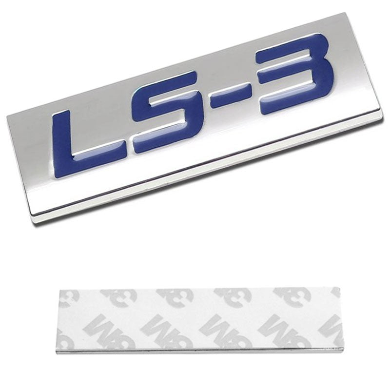Blue/Chrome LS3 text Logo Plate Rear Motor Trunk Metal Sign Badge Decal ...