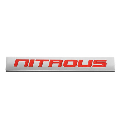Red/Chrome NITROUS Text Sign Trim Motor Rear Trunk Polished Badge Deca ...