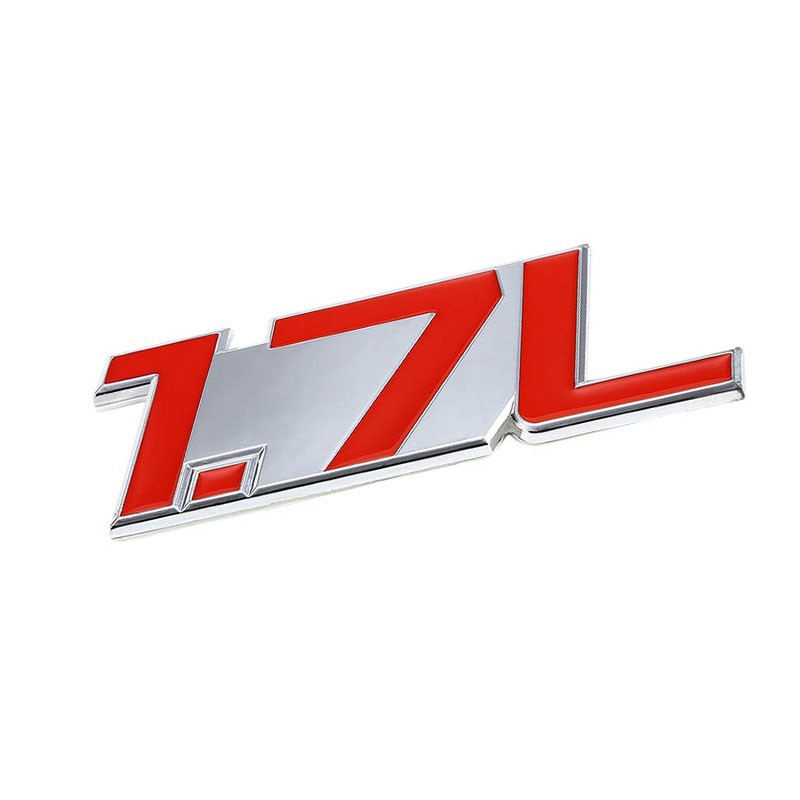 Red/Chrome 1.7L Car Engine Logo Badge Emblem Metal Decal Plate w/ 3M ...