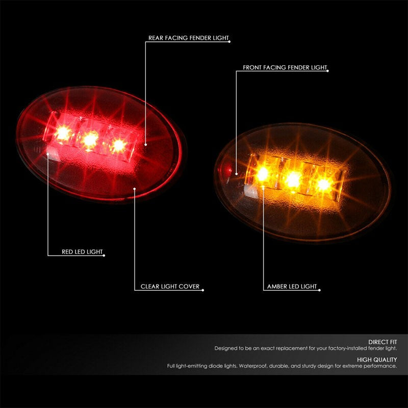4x Clear LED Side Marker Light 99-10 Truck Super Duty Dually Fender ...