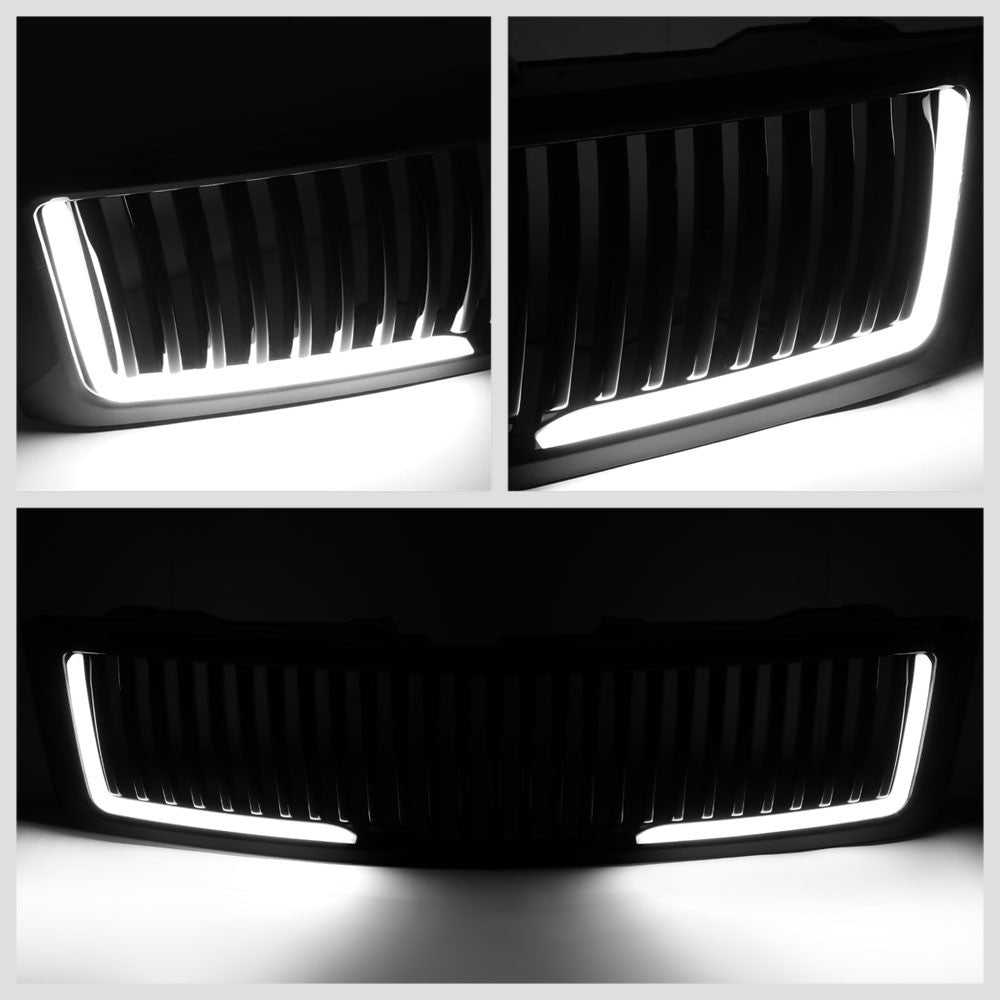 Glossy Black Vertical Style w/LED DRL Front Grille 07-13 Silverado 1500 ...