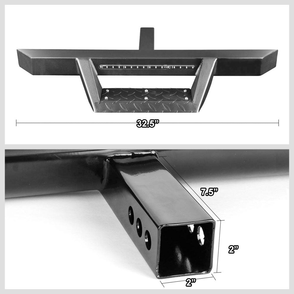 32.5" Long Black Rear Truck Hitch Step with LED Brake Light 2" Receiver ...