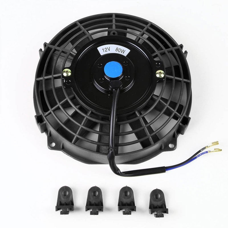 2x 7" Black Slim Electric Radiator Motor Cooling Fan+ Front Mounting ...