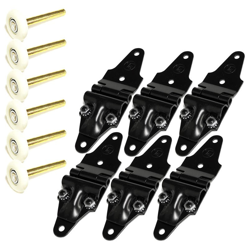 6X Black Roll Up End Hinge+2.00" Nylon Roller For Freight Trailer Roll ...