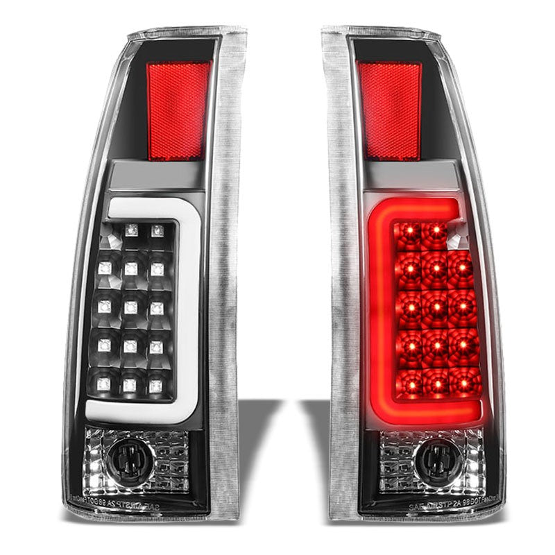Black/Clear Lens White 3D LED C Bar Tail Lights Chevy/GMC 89-01 C/K ...