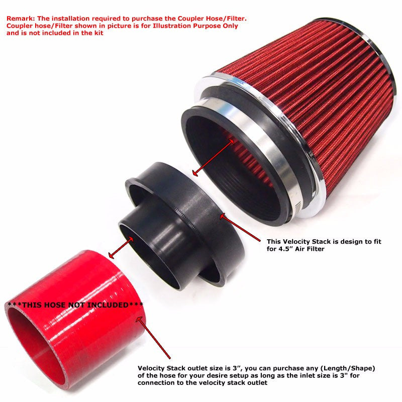 Air Compressor 3" Outlet Velocity Stack Flow For 4.5" Inlet Air Filter ...