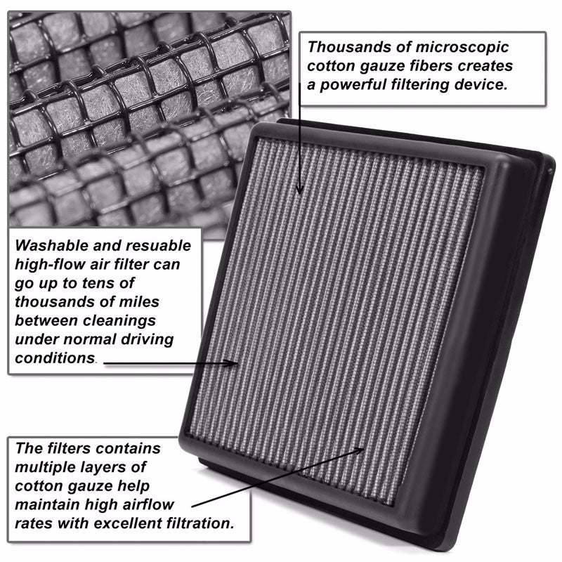 Reusable Silver High Flow Drop-In Panel Air Filter 07-11 Camry 3.5L ...