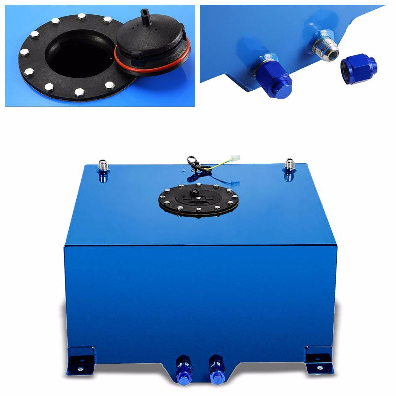 Blue 10Gallon/38L Fuel Cell Tank/Black Cap Door/2.0" Sump+Level Sender ...