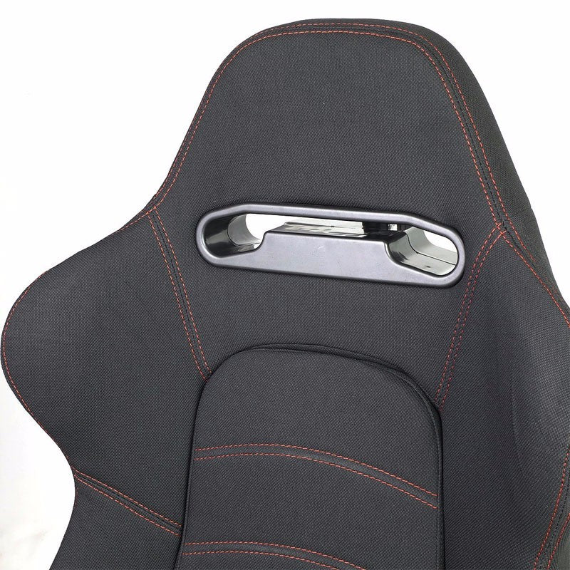 Black/Double Red Stitch Reclinable Woven Cloth Type-R Style Racing ...
