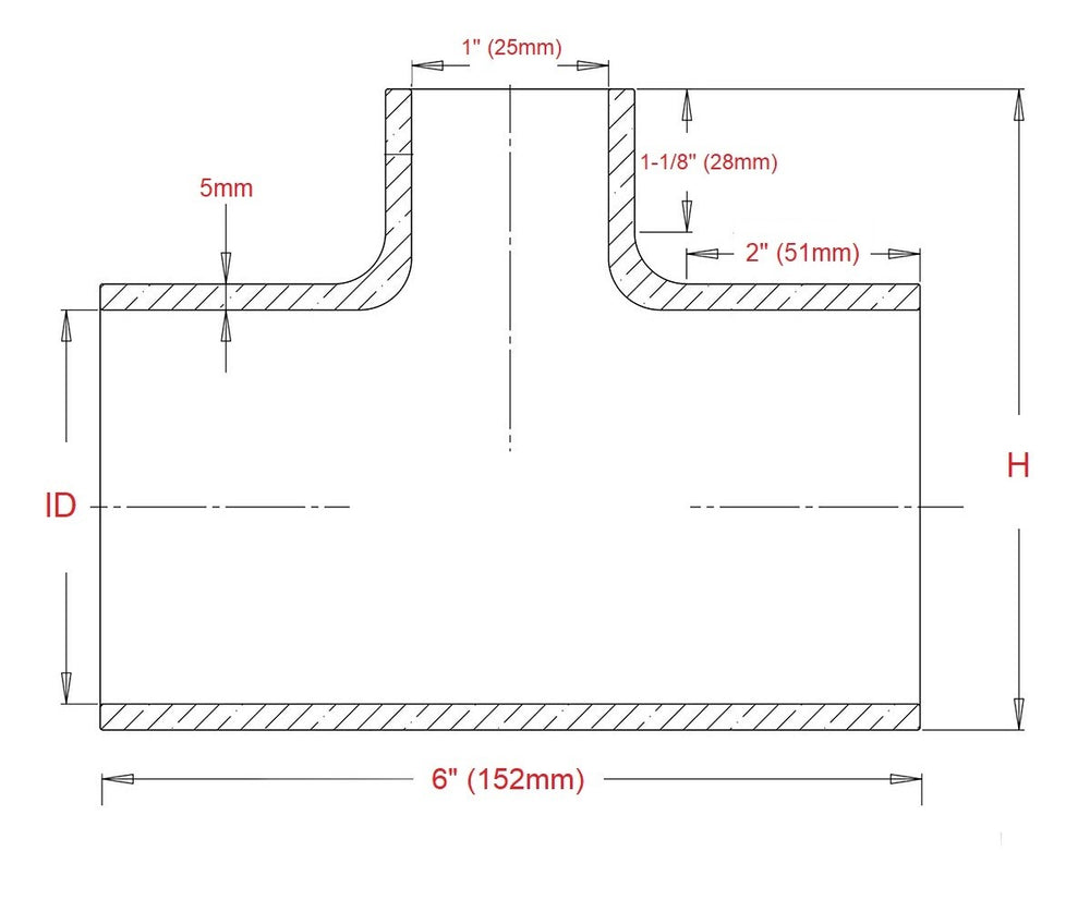 HPS 300-THOSE-100-BLK 3" (76mm) Black Silicone Tee Shape Hose ...